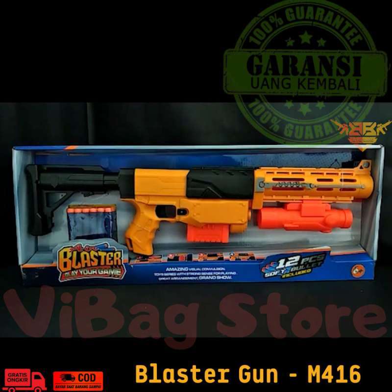Promo Mainan Blaster Gun M416 Mirip Nerf Original Pistol Soft Bullet ...