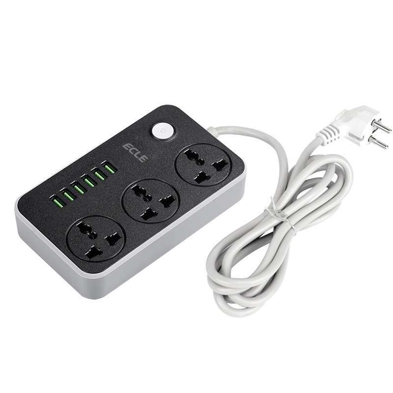 Jual ECLE Power Strip Portable Stop Kontak 3 Power Socket 6 Smart USB Port - 6 USB di Seller ...