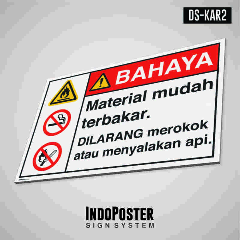 Jual Safety Sign K3 PVC ANSI Bahaya Material Mudah Terbakar Ukuran XS ...