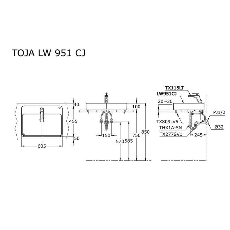 Jual WASTAFEL TOTO LW 951J BODY ONLY / WASTAFEL MEJA / WASTAFEL CUCI ...