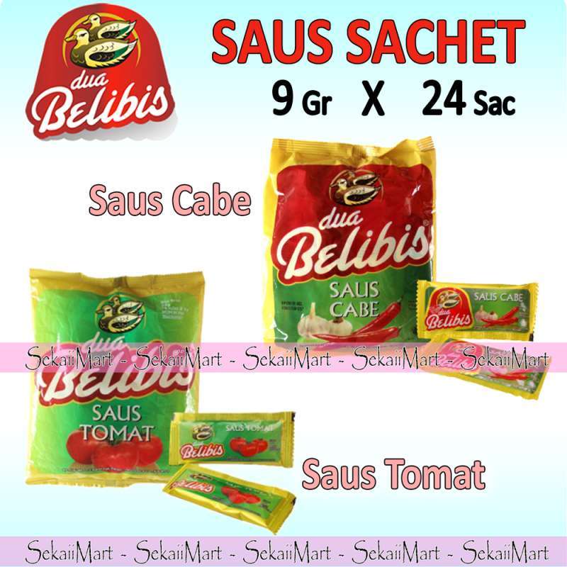 Promo DUA BELIBIS Saus Cabe / Tomat Kemasan Sachet isi 24 Saset - Chili ...