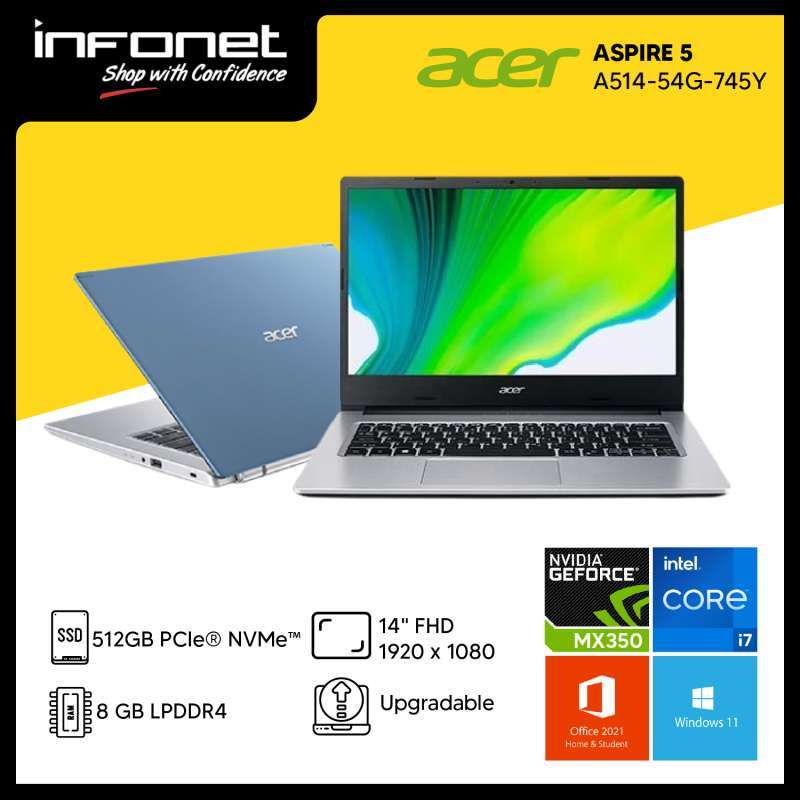 Jual ACER ASPIRE 5 A514-54G-745Y i7 1165G7 8GB 512GB MX350 14 FHD IPS W11 - Blue745Y di Seller ...
