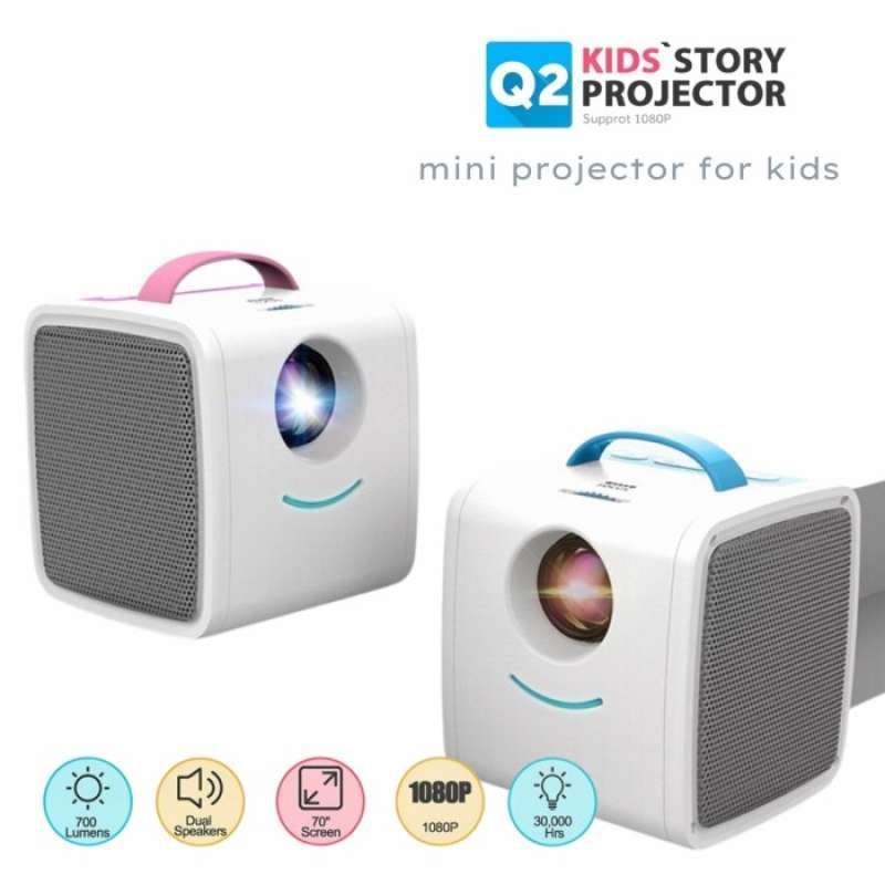 Jual ORIGINAL MINI PROJECTOR FULL HD Q2 KIDS STORY 700 LUMENS BLUE ...