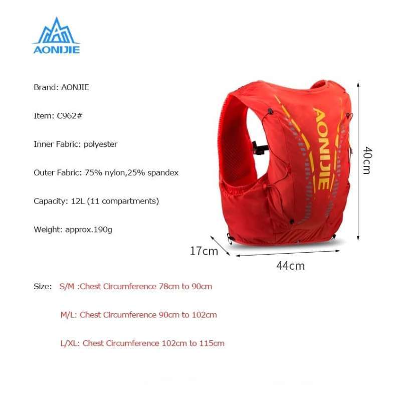 Jual Aonijie Hydration Backpack Vest C962 - 12l Trail Running - Orange ...