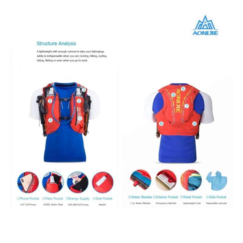 Jual Aonijie Hydration Backpack Vest C962 - 12l Trail Running - Orange ...
