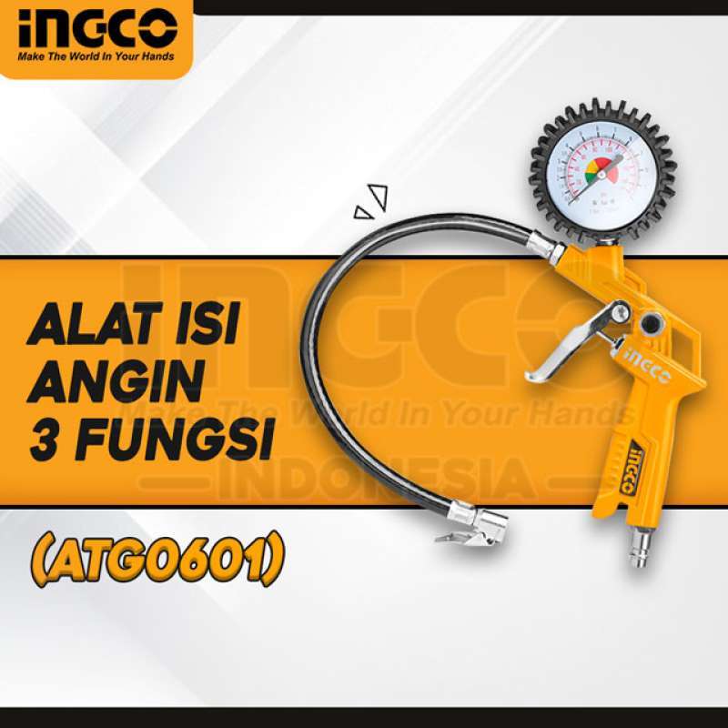 Jual ALAT ISI ANGIN 3 FUNGSI DENGAN ALAT UKUR TEKANAN BAN CHUCK TIRE INFLATOR KEPALA POMPA INGCO ...