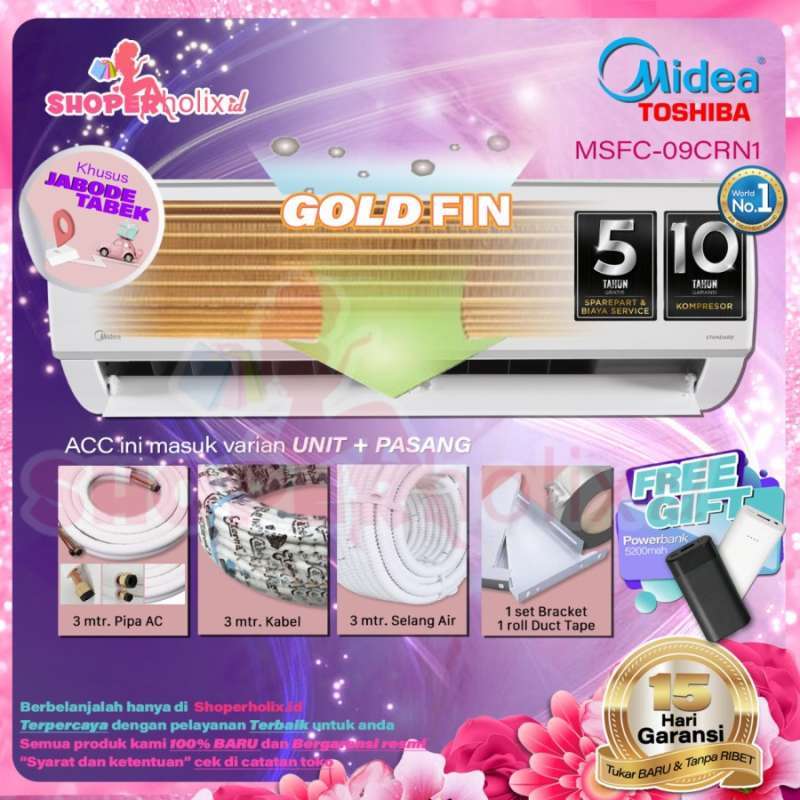Jual Ac Midea Standard 1/2 Pk Msfc-05crn1 Super Cooling Double Gold Fin ...