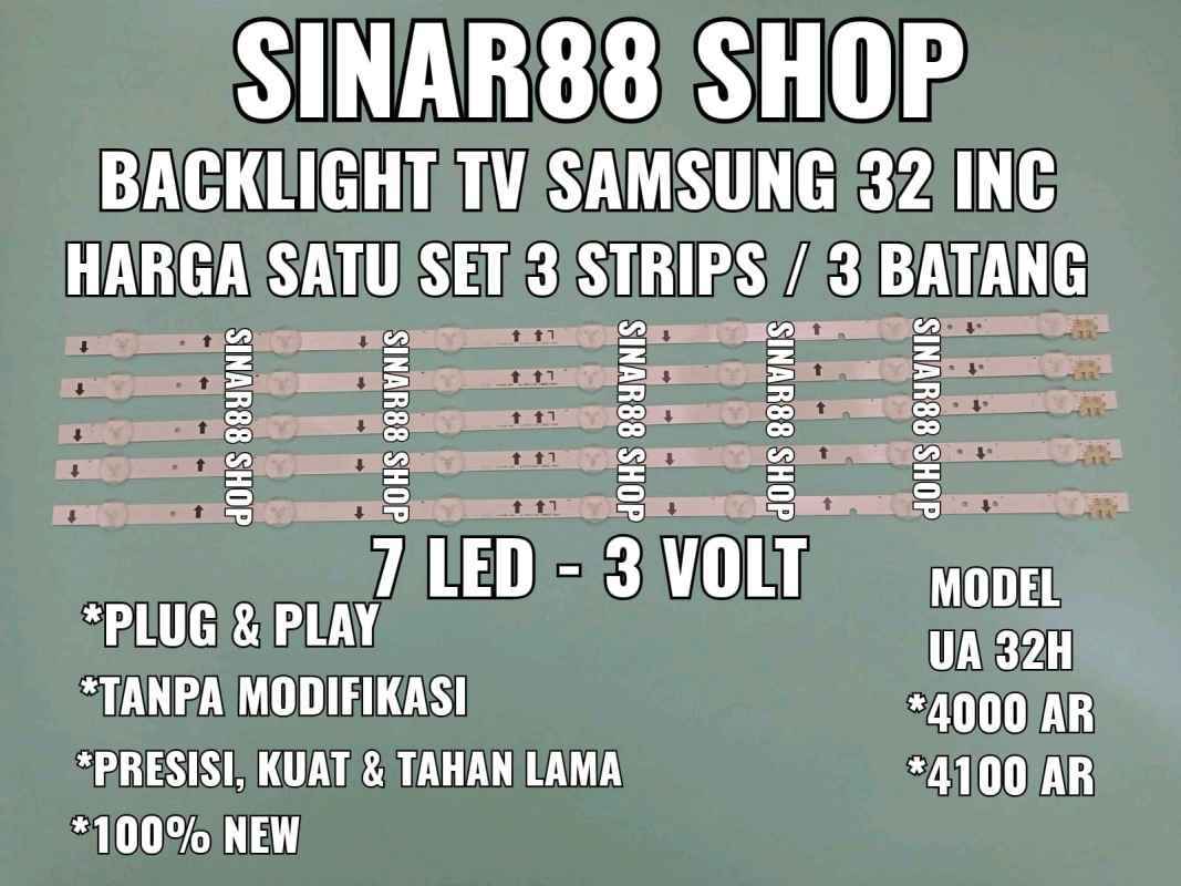 Jual BACKLIGHT LED TV SAMSUNG 32 INC UA 32H4000 32H4100 AR LAMPU BL 7K 3V 7mata di Seller ...