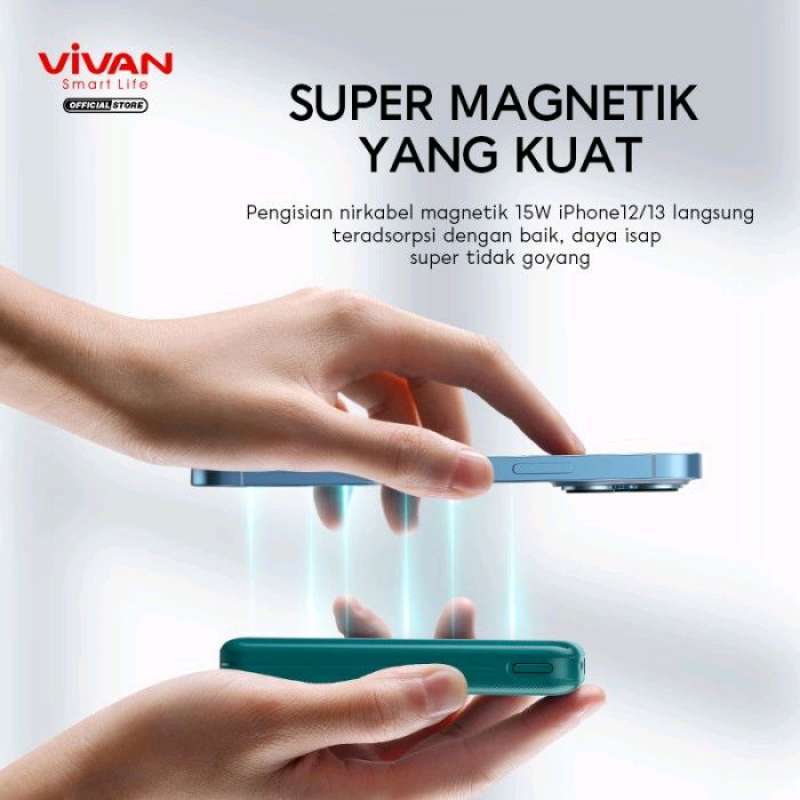 Promo Vivan Vpb-w12 Power Bank 10000mah Magnetic Magnet Wireless 2 Usb ...