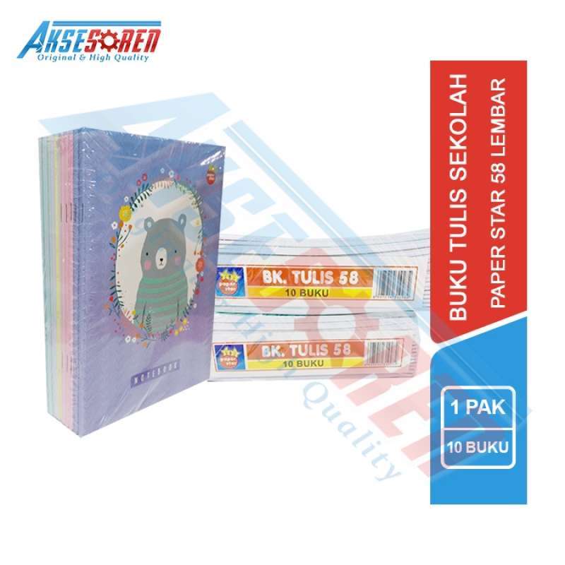 Jual Buku Tulis Sekolah Paper Star [Isi 58 Lembar/10 Buku/1 Pack ...