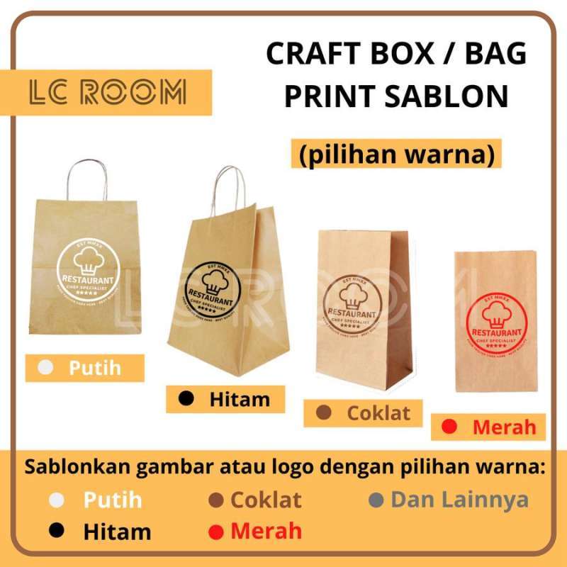 Jual Custom Cetak Print Sablon Logo Gambar Box Kraft Makanan Dus Besar ...