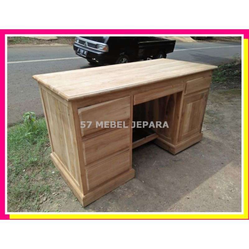 Promo Meja Kerja Jati Meja Kantor Meja Belajar Laci Kayu Jati Mentahan ...
