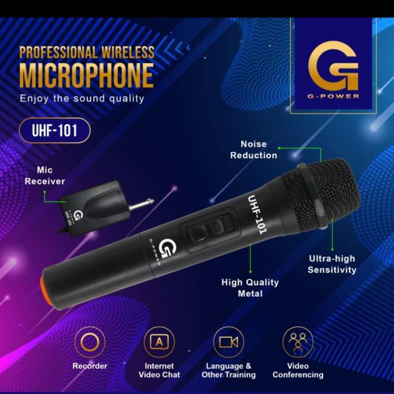 Promo GPOWER MIC WIRELESS VHF 101 Professional Wireless Mic - HITAM ...