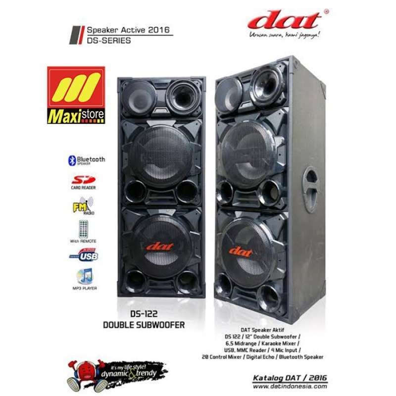Jual Speaker Aktif Pasif 12 Double Subwoofer Dat Ds-122 Sepasang 12 ...