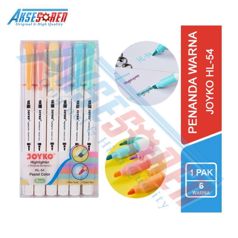Jual Highlighter Pastel Colour Joyko [6 Color / HL-54] / Penanda Buku ...