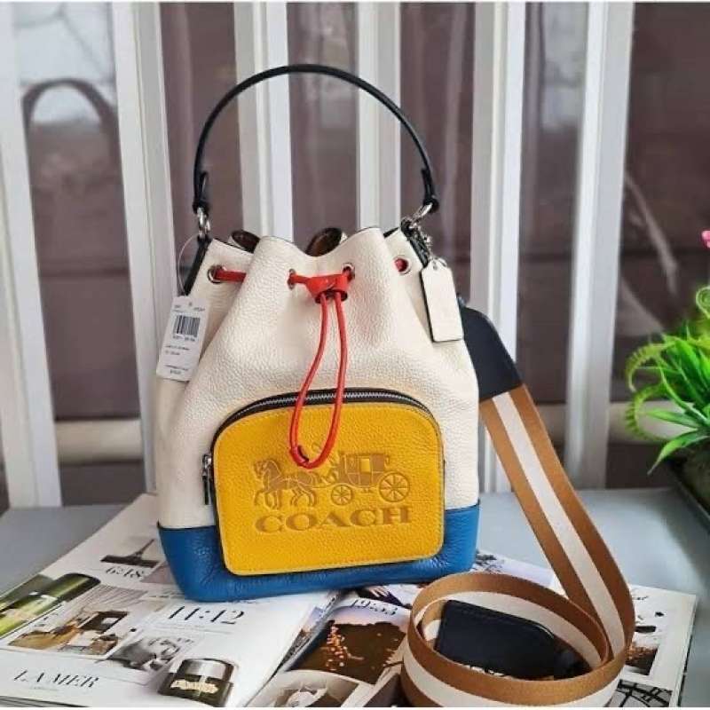 Jual Tas Coach Jes Drawstring Bucket Bag In Colorblock With Horse And ...