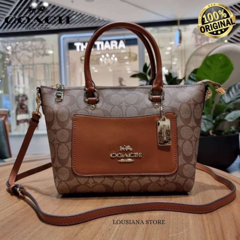 Jual Coach Mini Emma Satchel in Signature Canvas Brown Khaki di Seller ...