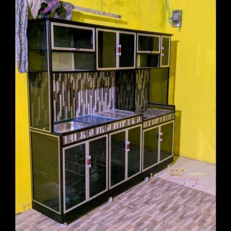 Jual Lemari Dapur / Rak Dapur / Kitchen Set Kaca Besar Bahan Alumunium ...