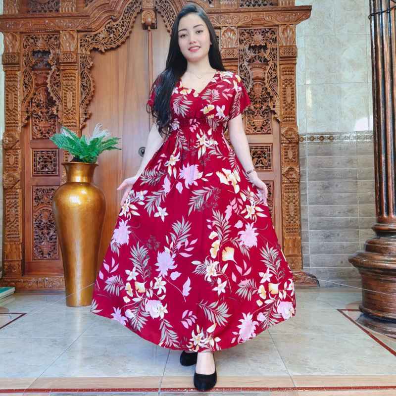 Promo Dress Daster Panjang Mozza Motif Bunga Kinanti Flower Lengan ...