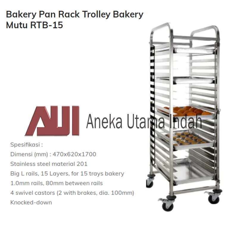 Jual RTB-15 S/S BAKERY PAN TROLLEY - RAK SUSUN 15 UNTUK KUE, ROTI DLL ...