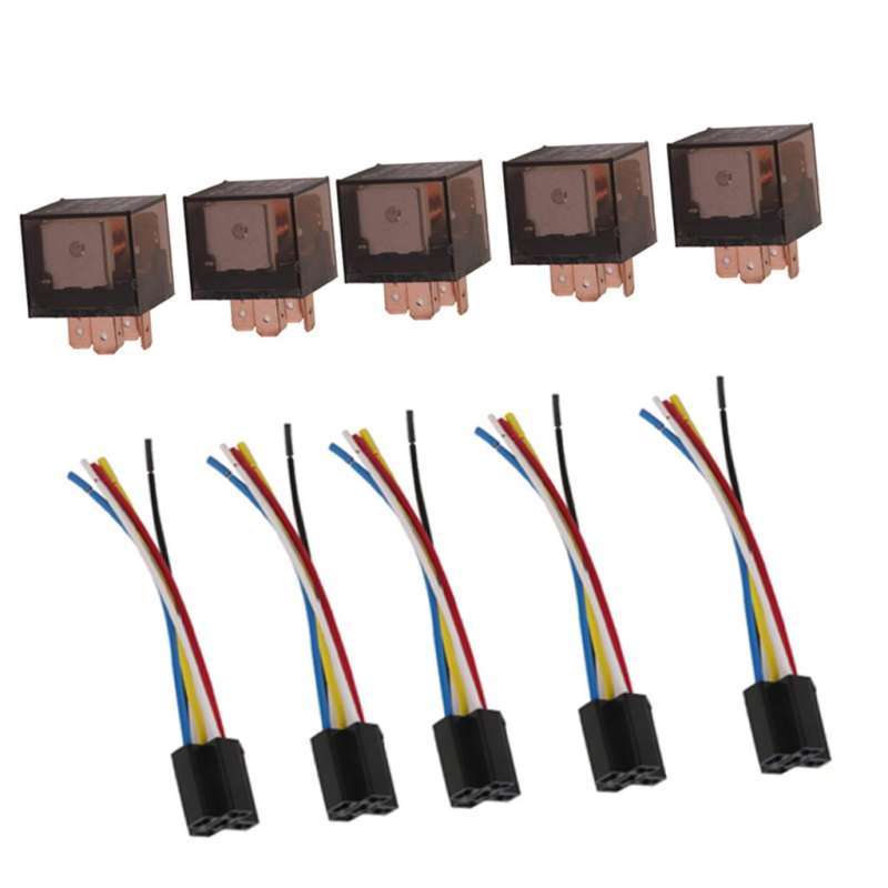 Jual 5 Pairs Car Vehicle 12v 60a Spdt 5 Pin Relays & Prewired Sockets ...