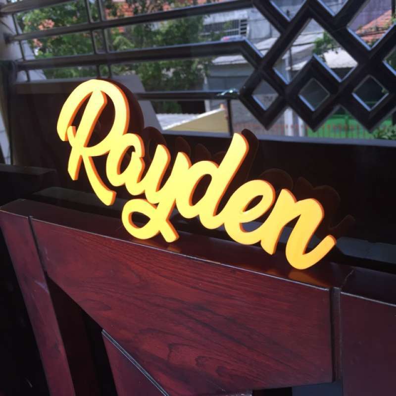 Promo Custom Wooden Name Nama Huruf Letter Signage Akrilik Acrylic ...