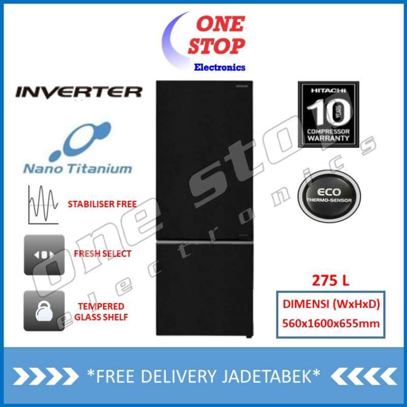 Jual [GARANSI RESMI] HITACHI R-B33PGD8 BSL/BBK Kulkas 2 Pintu Bottom Freezer 275 L di Seller ...