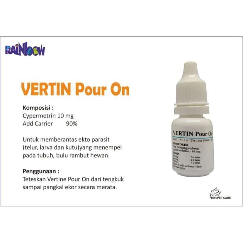 Jual Rainbow VERTIN POUR ON Drop 10ml - obat tetes kutu hewan di Seller ...
