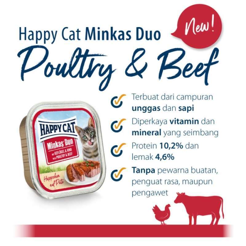 Jual Hppy Cat Minkas Duo Makanan Kucing Basah Ayam Dan Daging Sapi Di ...