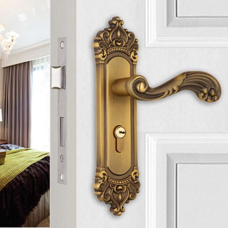 Door Handles With Lock 1 Set Duable Doo Handle Lock Cylinde Font Back ...