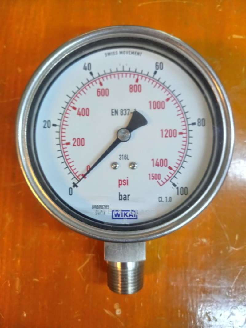 Jual WIKA Pressure Gauge 232.50.100 Range 100 bar 2nd scale psi di ...