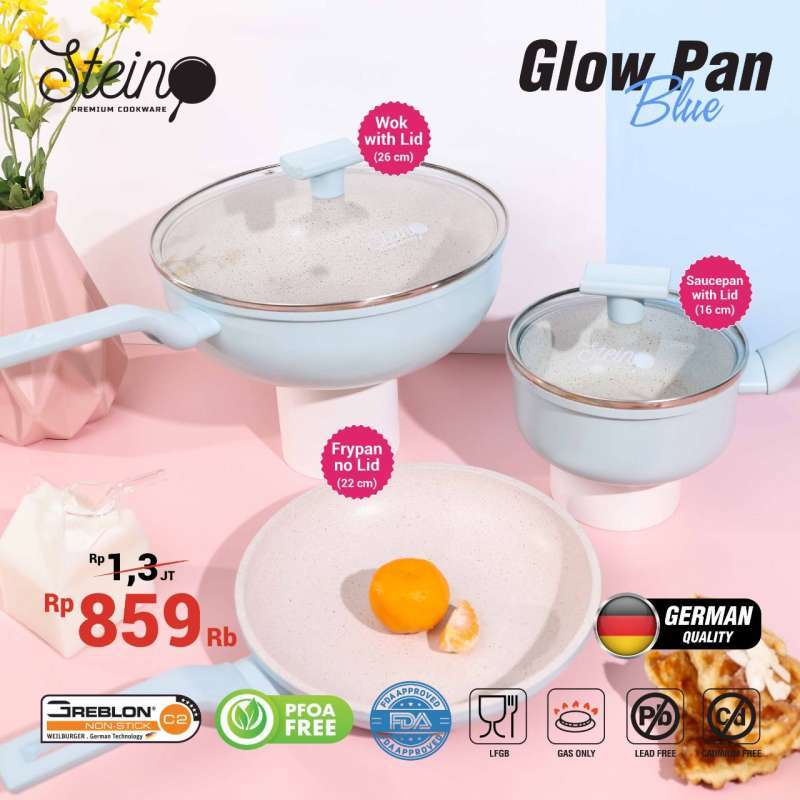 Jual Glowpan Series 5 in 1 Steincookware ORI Granite Greblon Coating di ...