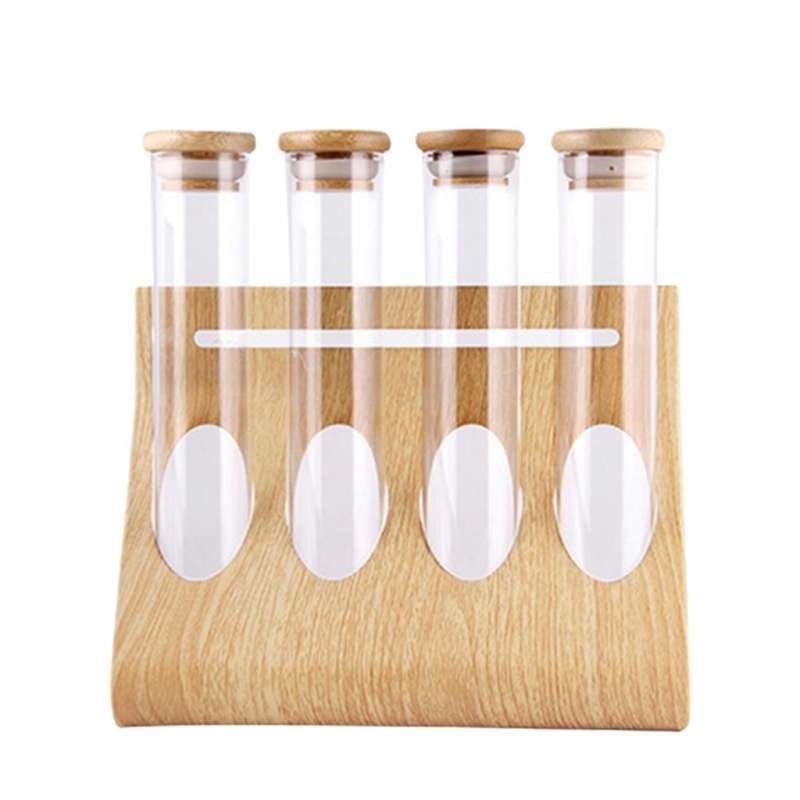 Jual Sealed Glass Tube Display Rack Jar Stand 4 Tubes Storage For Dried ...