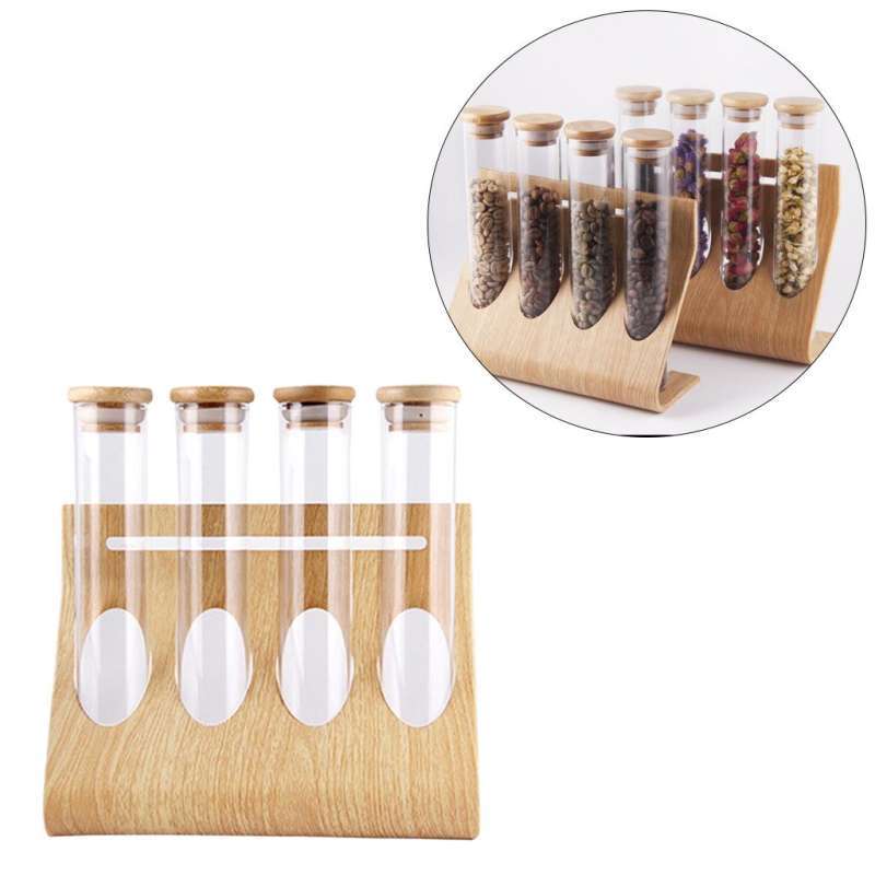 Jual Sealed Glass Tube Display Rack Jar Stand 4 Tubes Storage For Dried ...