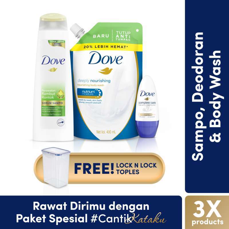 Jual Dove Shampoo Hair Fall Treatment 290ml + Body Wash Refill 400ml ...