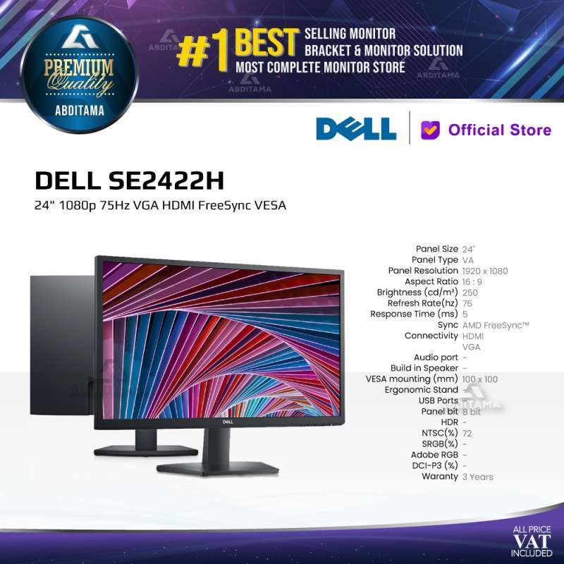 Promo Monitor Led Dell Se2422h 24 1080p 75hz Vga Hdmi Freesync Vesa ...