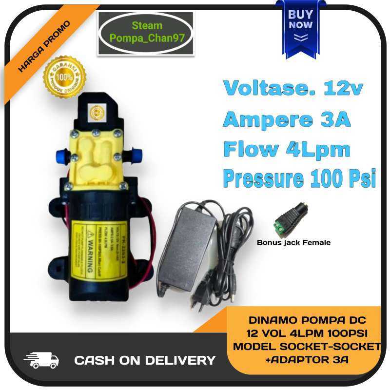 Promo Harga Promo Dinamo Pompa Dc 12v 100 Psi 4lpm Dan Adaptor / Dinamo ...
