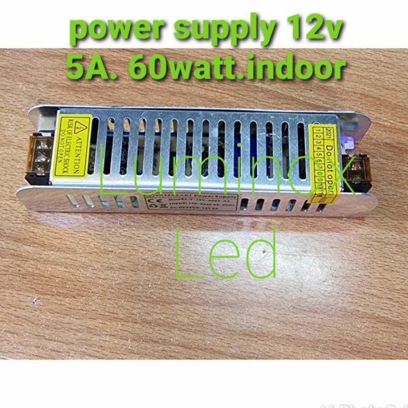 Jual trafo led slim 5a 12v 60w power supply cctv dan led 5ampere 12volt ...