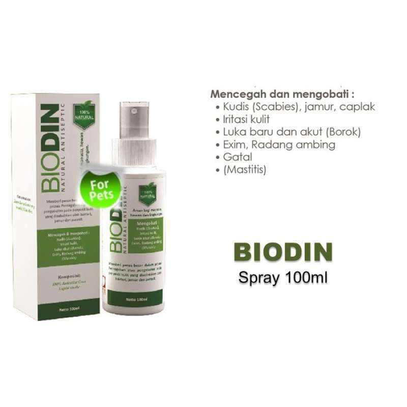 Jual [ BIODIN ] BIODIN SPRAY 20ML Obat Kucing Anti Jamur Luka Scabies ...