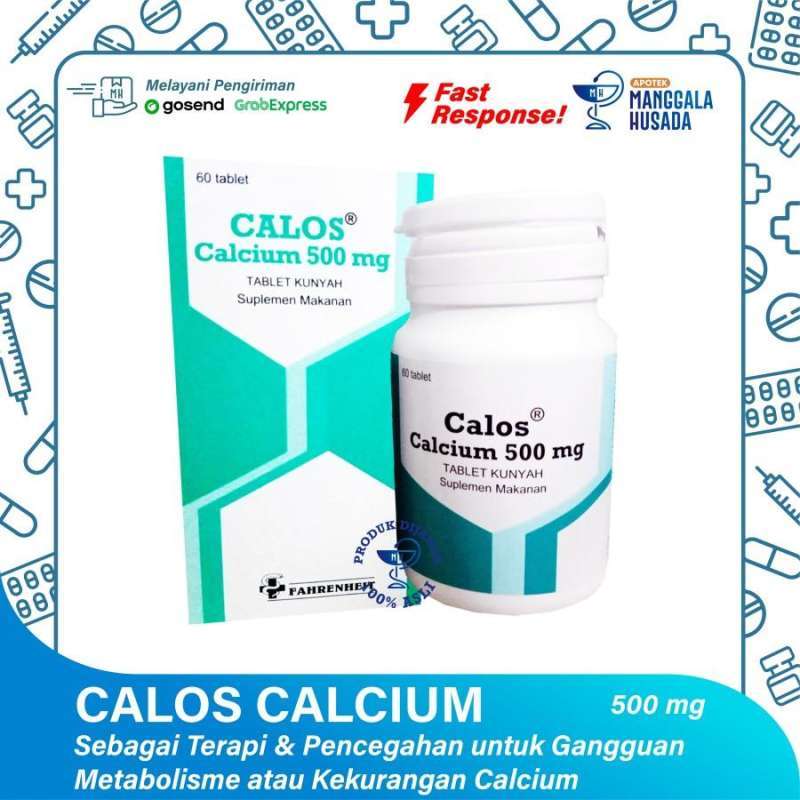 Jual CALOS CALCIUM CHEWABLE TAB 500 MG 1 BOTOL @ 60 KAPSUL di Seller ...
