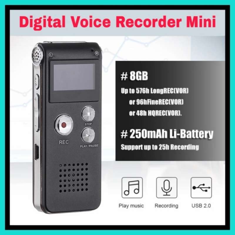Jual Ht-alat Perekam Suara Digital Voice Recorder Mini Mp3 Player 8gb ...