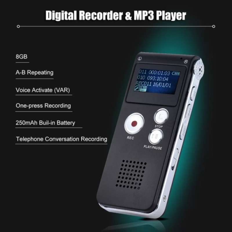 Jual Ht-alat Perekam Suara Digital Voice Recorder Mini Mp3 Player 8gb ...