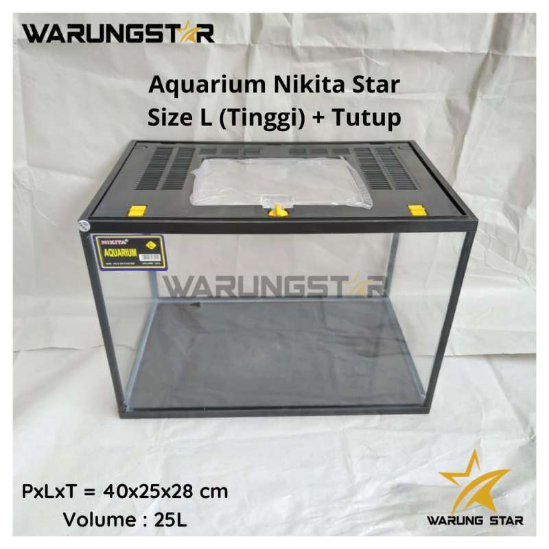 Jual NIKITA STAR AQUARIUM TRISET UKURAN L 25 LITER PLUS TUTUP / AQUARIUM KACA NIKITA STAR TRISET ...