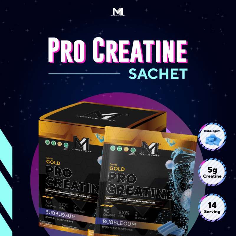 Promo Muscle First Pro Gold Creatine Bubble Gum Sachet 7 Serving Diskon ...