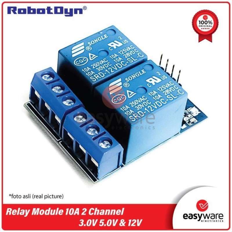 Jual RobotDyn Relay Module 2 Channel 10A 3V 5V 12V Relay Songle di ...