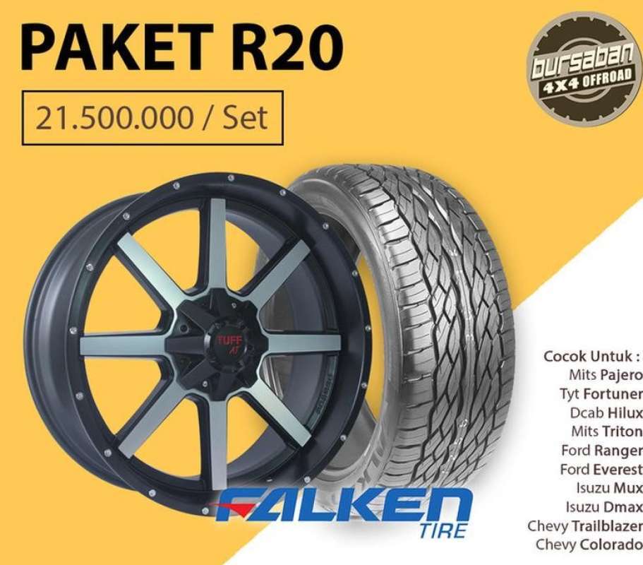 Jual Paket Ban Falken 275/55-20 + Velg Tuff Pajero Fortuner Ford Ranger ...
