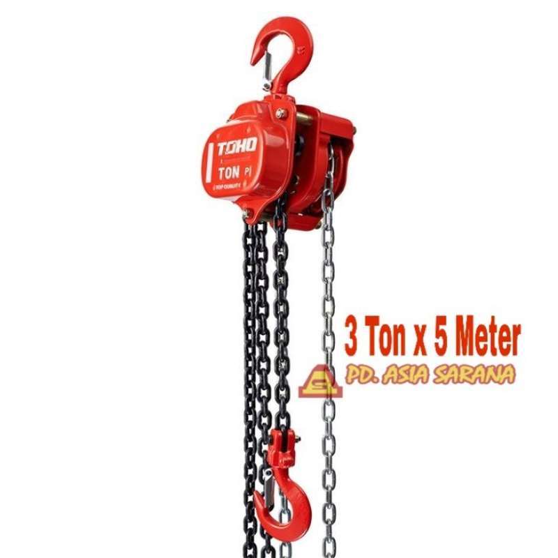 Jual Chain Block Hoist 3 Ton x 5 Meter TOHO / Katrol Takel Kerekan 3T x ...