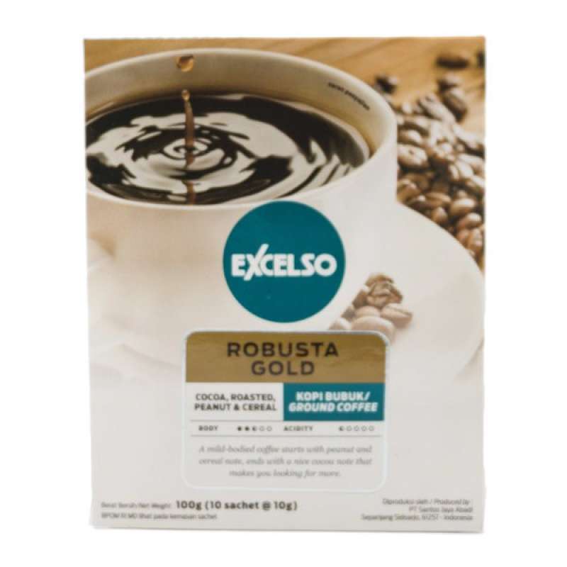 Promo EXCELSO Robusta Gold Coffee 100g - Kopi Robusta Hitam Box isi 10 ...