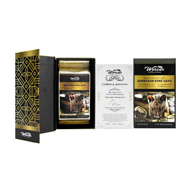 Jual WORCAS Kopi Luwak Liar Sumatran King Gayo 100gr Biji - Classic Box ...