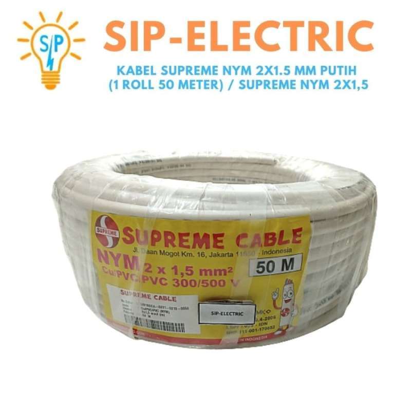 Jual KABEL SUPREME NYM 2X1.5 MM PUTIH (1 ROLL 50 METER) / SUPREME NYM ...